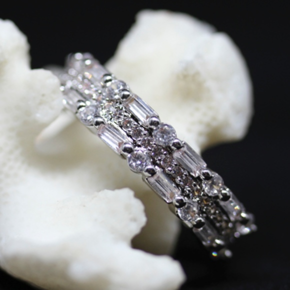 Jewelry | 14kt Dipped 3 Row Channel Setting Swarovski Ring | Poshmark